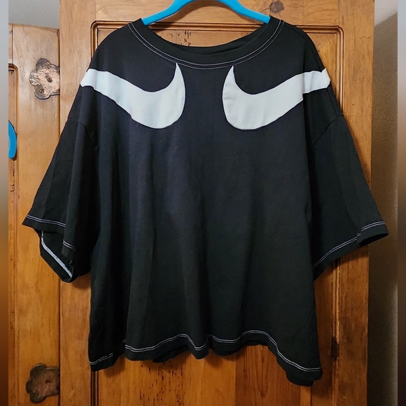 Nike | Tops | Nike Swoop Black Tshirt With Small Stains On Back See ...